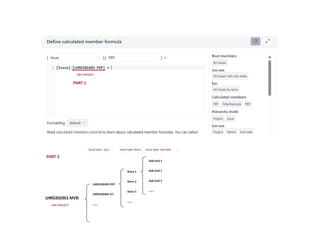 How to create a calculated member for getting the HOURS SPENT of one Epic in specific project ...