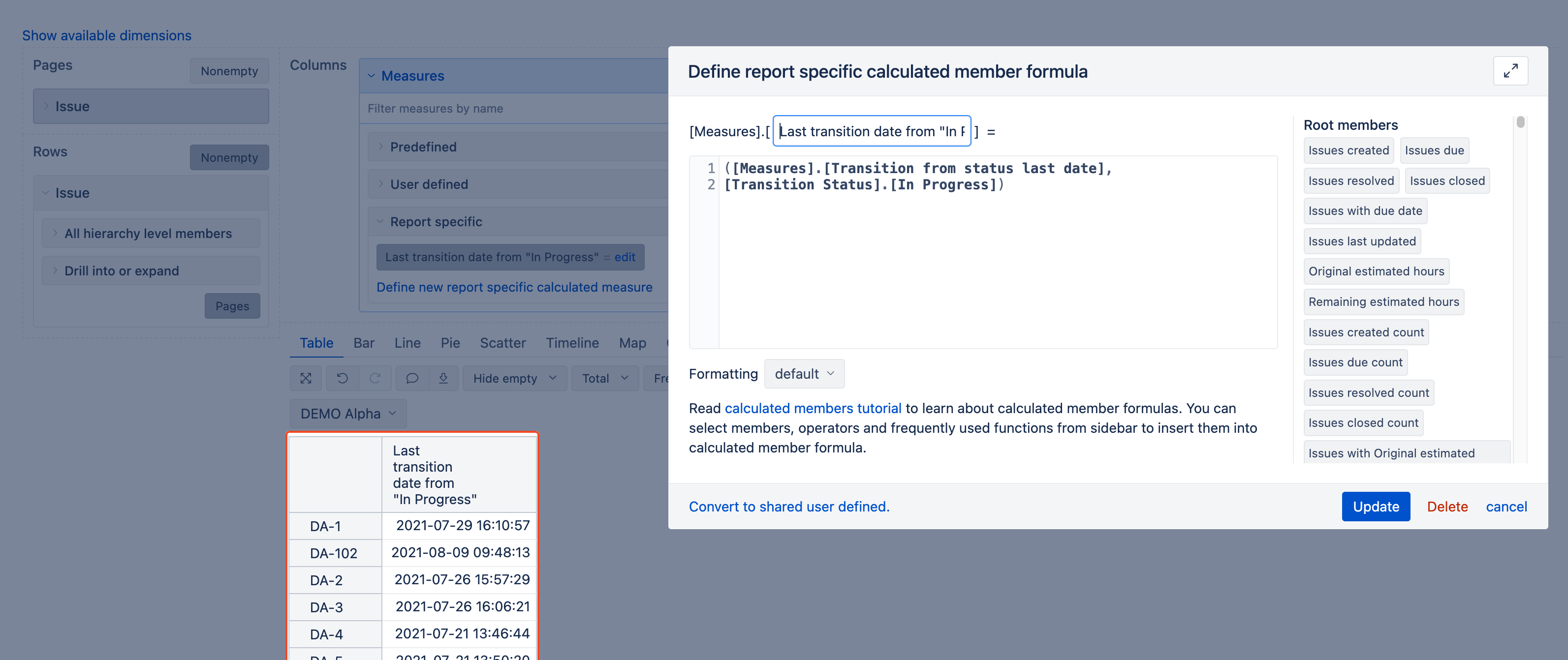 Show Dates An Issue Transitions From One Status To Next Questions And Answers Eazybi Community